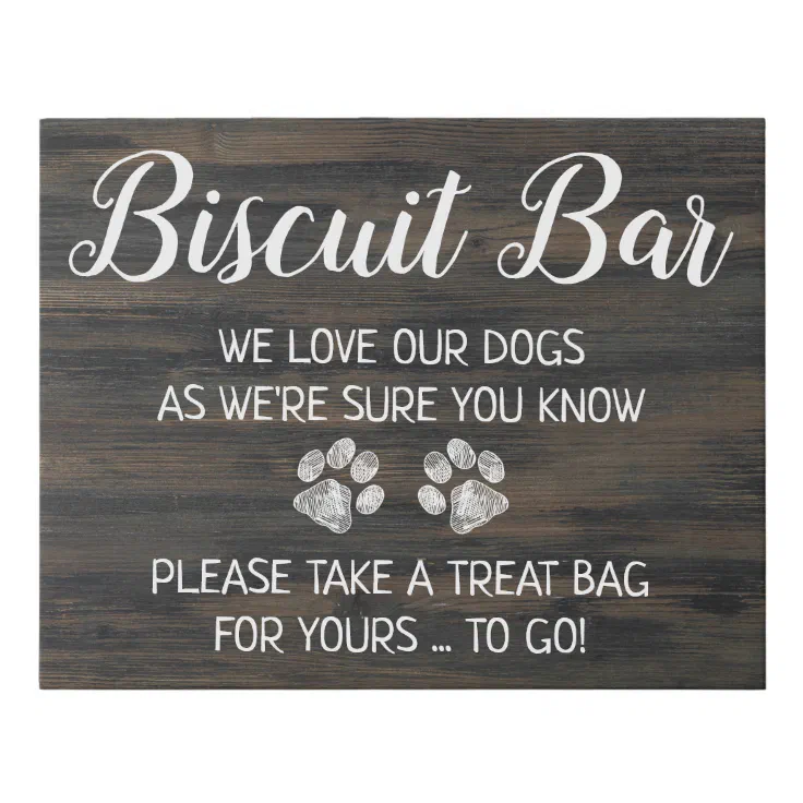 Rustic Dog Treat Wedding Biscuit Bar Favor Sign | Zazzle