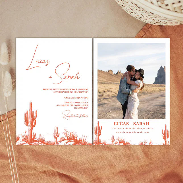 Rustic Drawn Verona Sunset Western Desert Wedding Invitation | Zazzle
