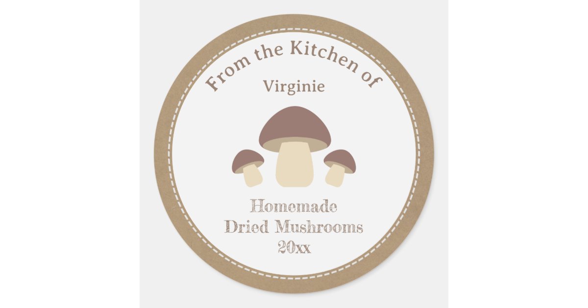 Rustic Dried Mushrooms Label Sticker | Zazzle