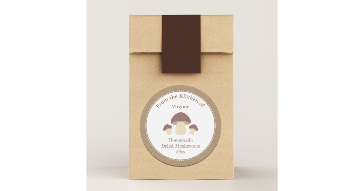 Rustic Dried Mushrooms Label Sticker | Zazzle