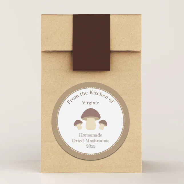 Rustic Dried Mushrooms Label Sticker | Zazzle