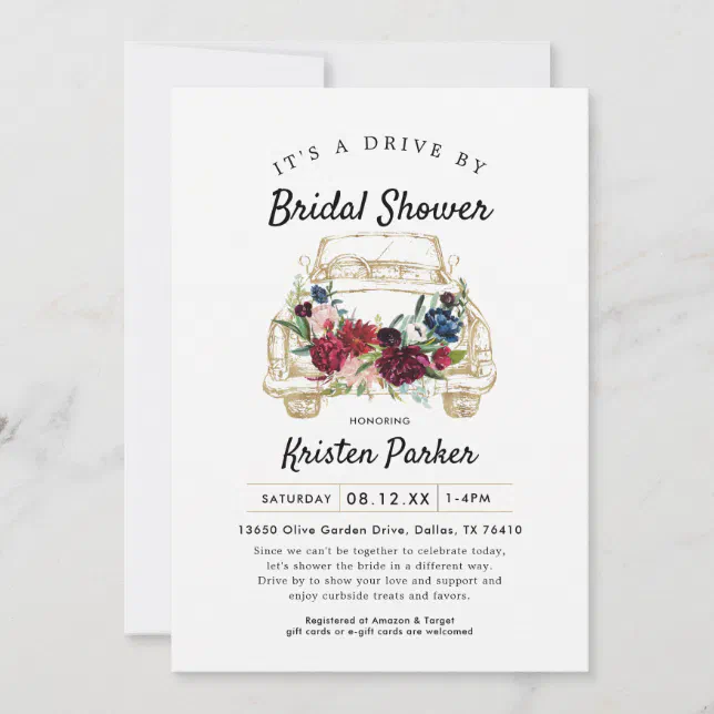 Rustic Drive By Bridal Shower Invitation | Zazzle