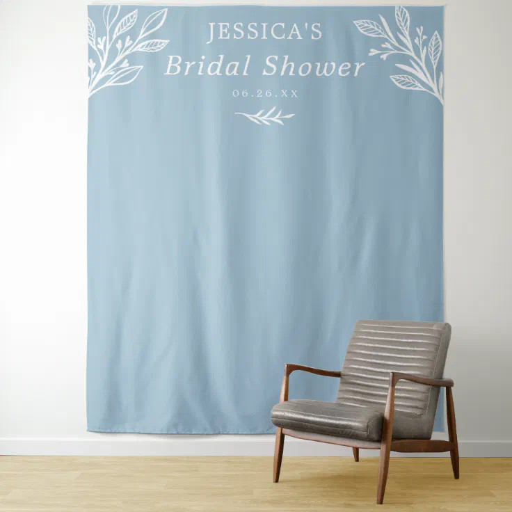 Rustic Dusty Blue Backdrop Bridal Shower | Zazzle