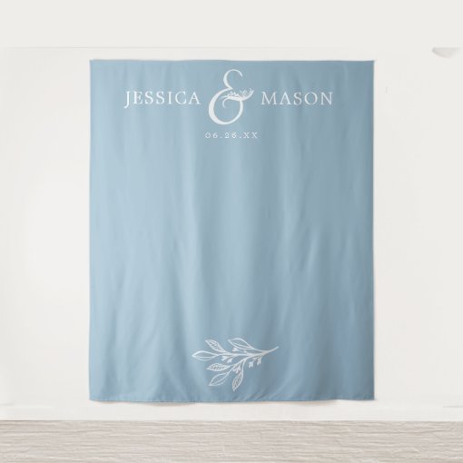 Rustic Dusty Blue Wedding Backdrop Photo Booth | Zazzle