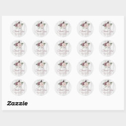 Rustic Dusty Rose Floral Bouquet Wood Classic Round Sticker | Zazzle