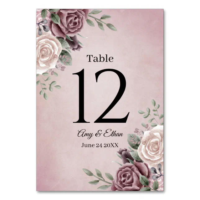 Rustic Dusty Rose Floral PinkTable Number Table Number | Zazzle
