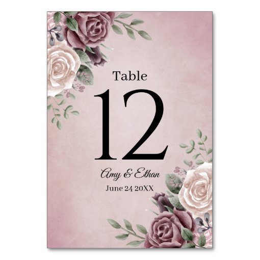 Rustic Dusty Rose Floral PinkTable Number Table Number | Zazzle