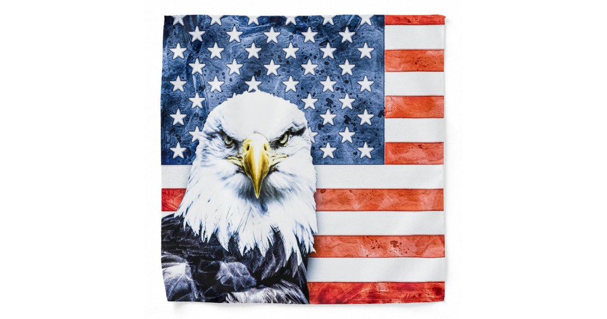 Rustic Eagle on American Flag Bandana | Zazzle