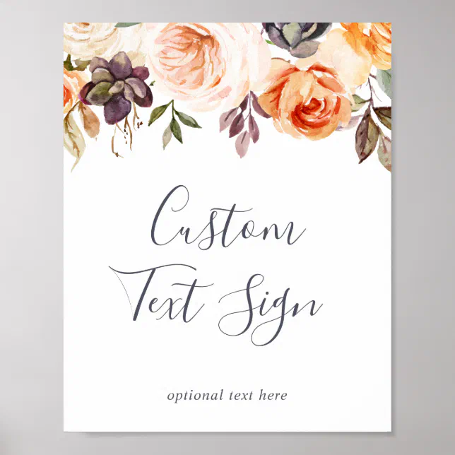 Rustic Earth Florals Custom Text Sign | Zazzle