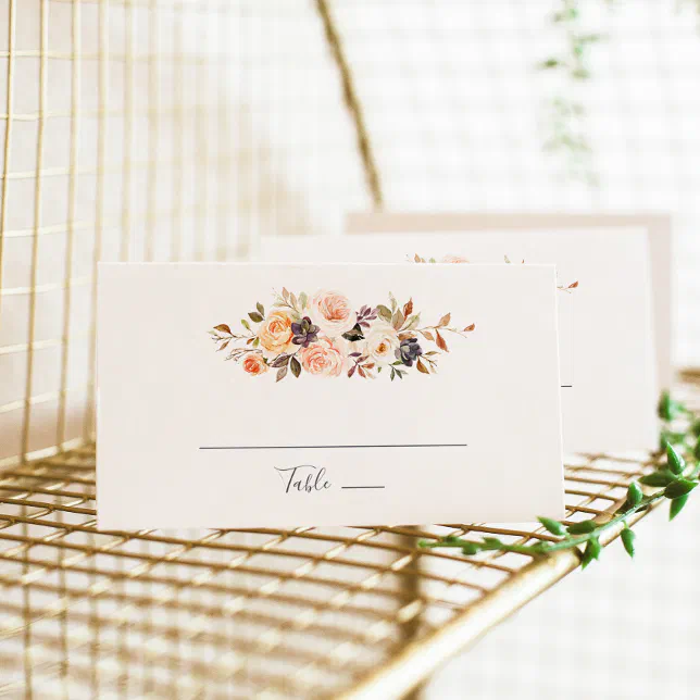 Rustic Earth Florals Flat Wedding Place Card | Zazzle