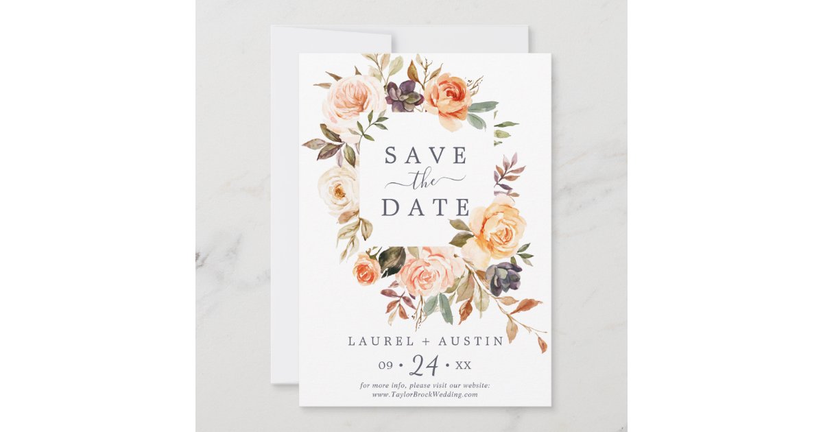 Rustic Earth Florals Save the Date Announcement | Zazzle.com