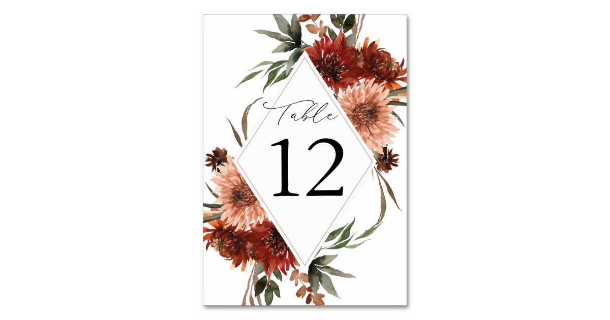 Rustic Earth Florals Table Number | Zazzle