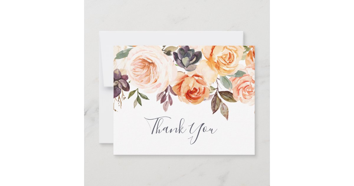 Rustic Earth Florals Thank You Card | Zazzle