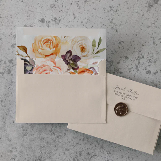 Rustic Earth Florals Wedding Invitation Envelope | Zazzle