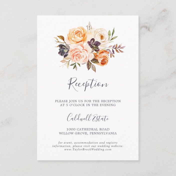 Rustic Earth Florals Wedding Reception Insert Card | Zazzle.com