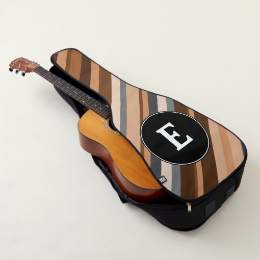 Rustic, Earthy Brown, Beige and Grey Stripes Guitar Case | Zazzle