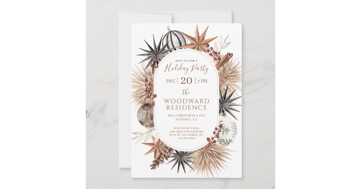 Rustic Earthy Holiday Party Invitation | Zazzle