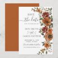Rustic Earthy Rust Orange Copper Floral Wedding Save The Date | Zazzle