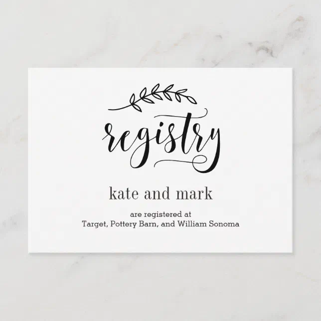 Rustic Elegance EDITABLE COLOR Registry Card | Zazzle
