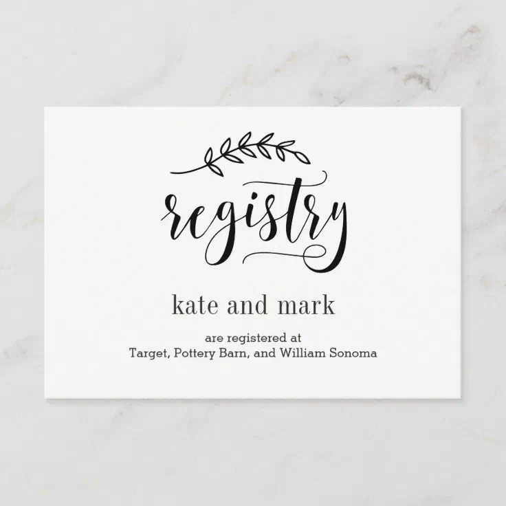 Rustic Elegance EDITABLE COLOR Registry Card | Zazzle