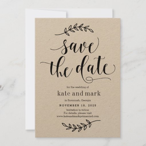 Rustic Elegance EDITABLE COLOR Save The Date Card | Zazzle