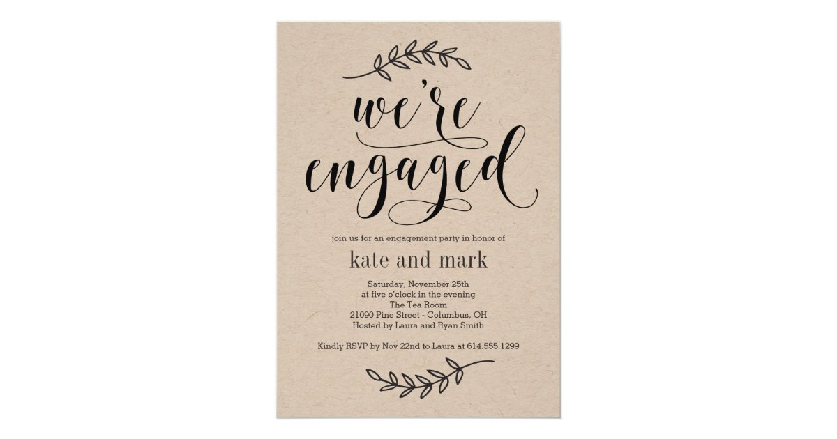 Rustic Elegance Engagement Party Invitation Kraft | Zazzle.com