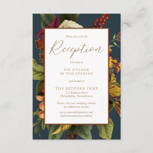 Rustic Elegance Floral Bouquet Wedding Reception E Enclosure Card | Zazzle