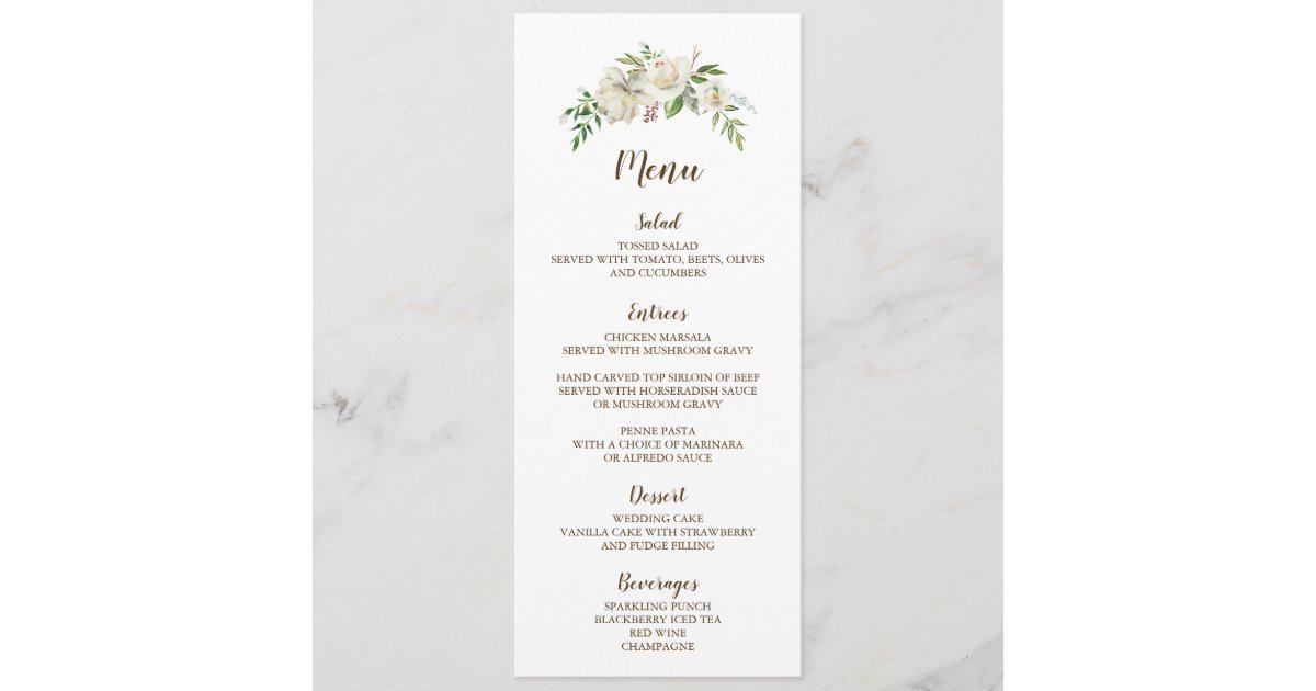 Rustic Elegance Wedding Menu Card | Zazzle