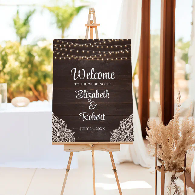 Rustic Elegance Wedding Welcome Foam Board | Zazzle
