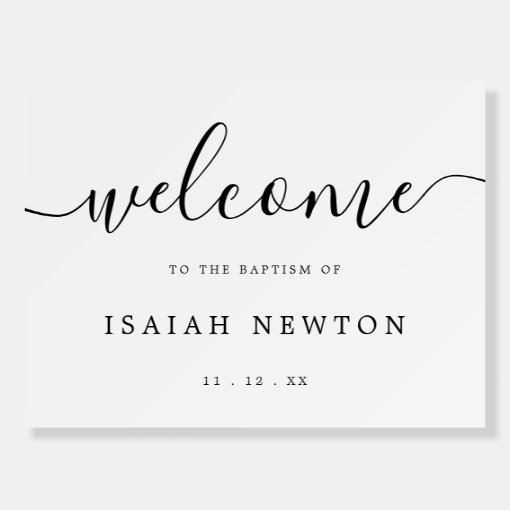 Rustic Elegant Baptism Celebration Welcome Sign | Zazzle