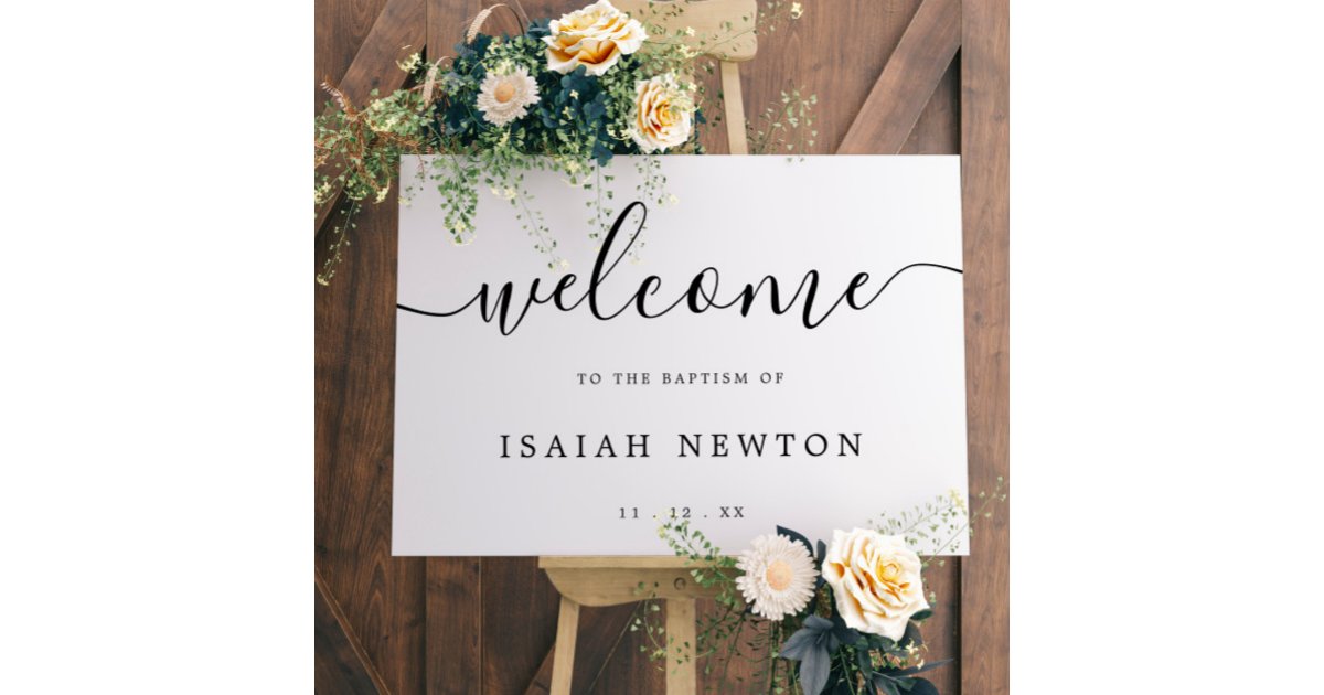 Rustic Elegant Baptism Celebration Welcome Sign | Zazzle