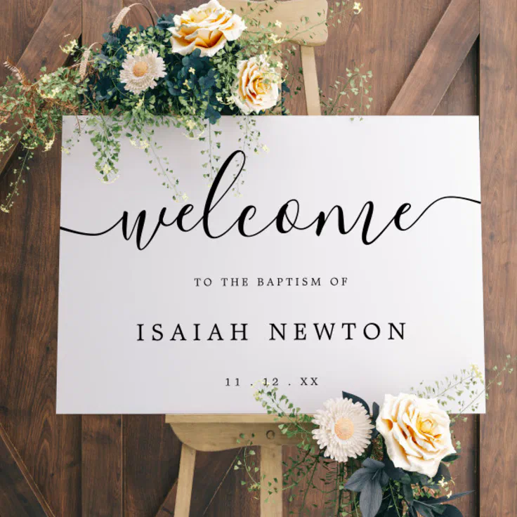 Rustic Elegant Baptism Celebration Welcome Sign | Zazzle