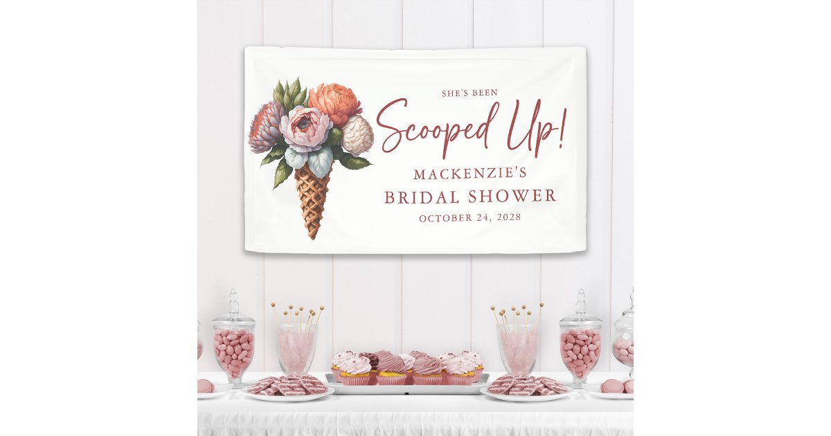 Rustic Elegant Boho Ice Cream Bridal Shower Banner | Zazzle