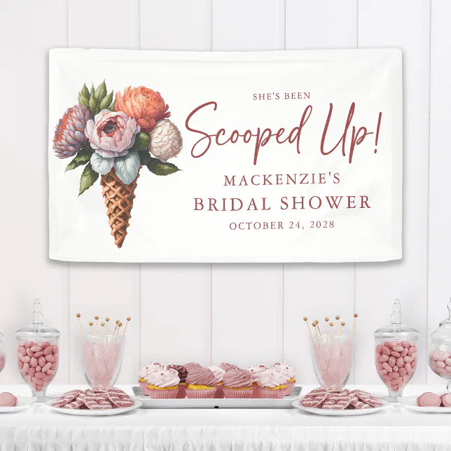 Rustic Elegant Boho Ice Cream Bridal Shower Banner | Zazzle