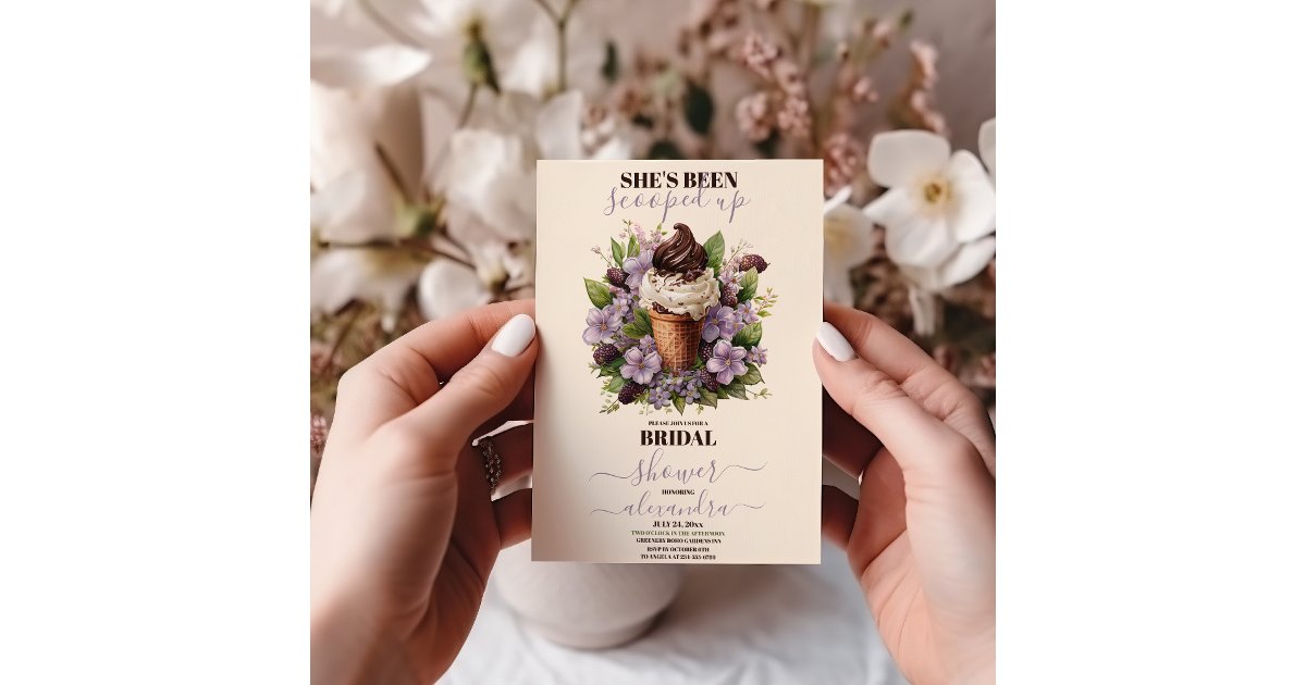 Rustic Elegant Boho Ice Cream Bridal Shower Invitation | Zazzle