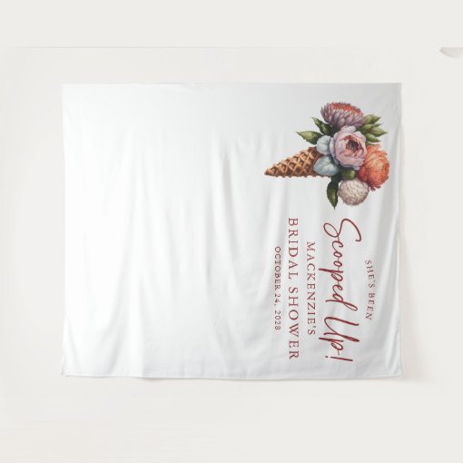 Rustic Elegant Boho Ice Cream Bridal Shower Tapestry | Zazzle
