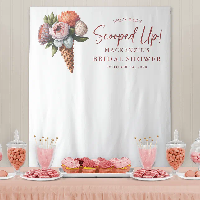 Rustic Elegant Boho Ice Cream Bridal Shower Tapestry | Zazzle