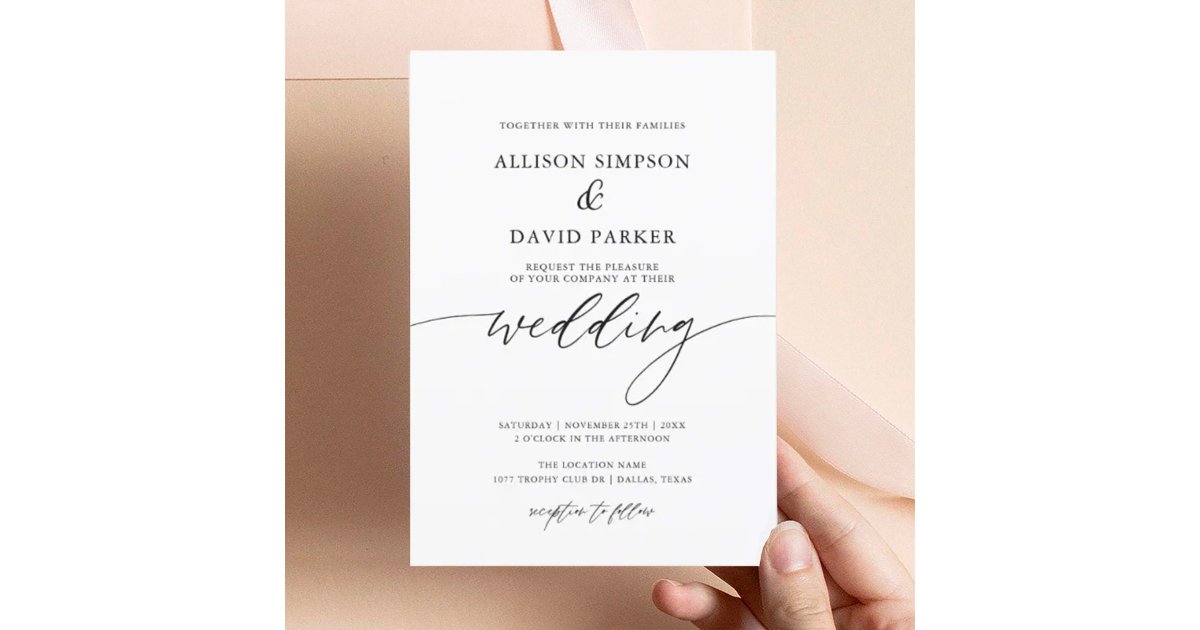 Rustic Elegant Calligraphy Wedding Invitation | Zazzle