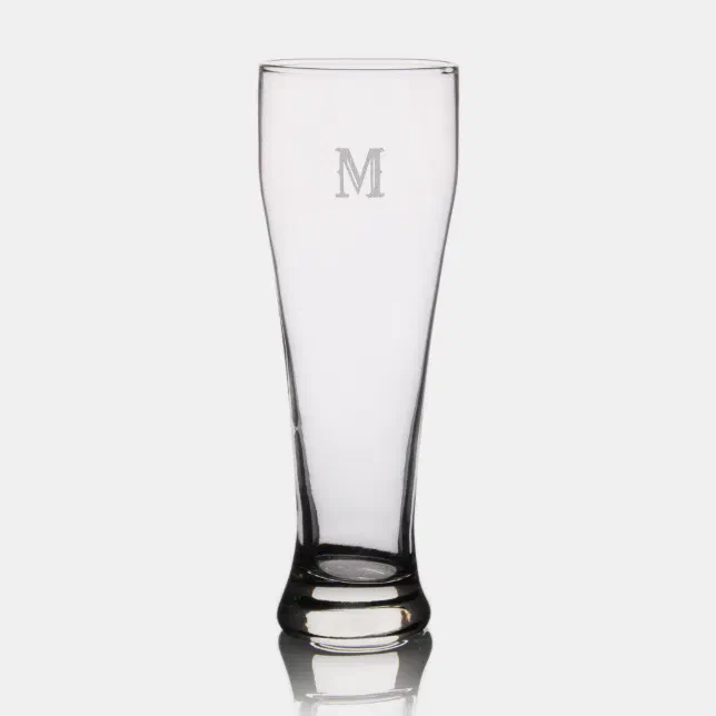 Rustic Elegant Chic Monogrammed Etched Beer Lager Pilsner Glass | Zazzle