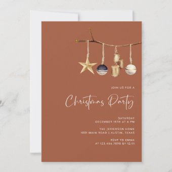 Rustic Elegant Christmas Party Invitation Template | Zazzle