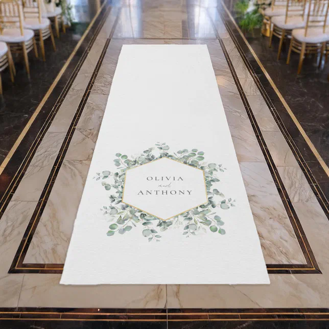 Rustic Elegant Eucalyptus Wedding Aisle Runner Rug | Zazzle