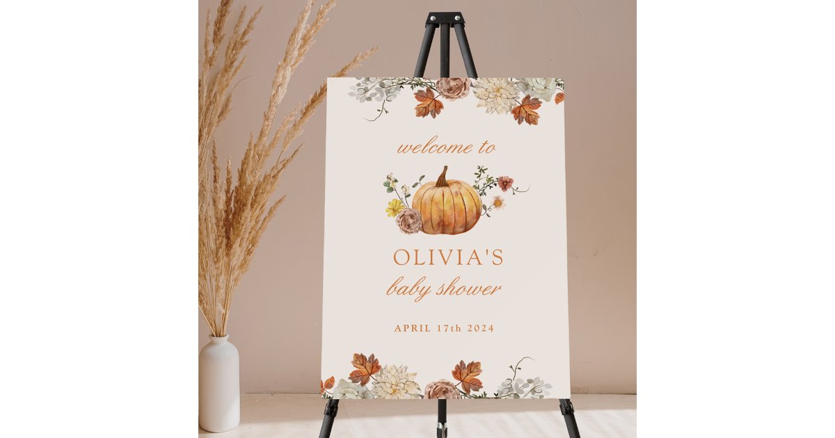 Rustic Elegant Fall Baby Shower Welcome Sign | Zazzle