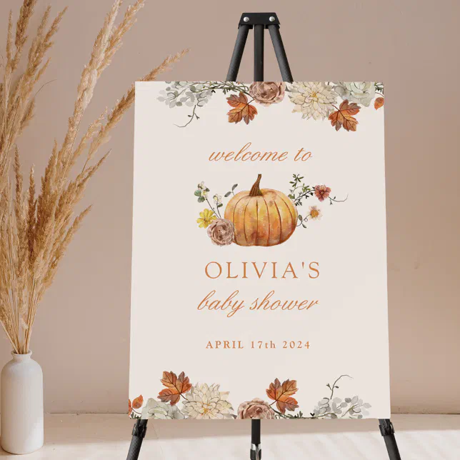 Rustic Elegant Fall Baby Shower Welcome Sign | Zazzle