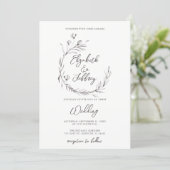 Rustic Elegant Floral Sketch Wedding Invitation | Zazzle
