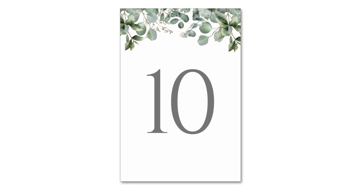 Rustic Elegant Greenery Eucalyptus Wedding Table Number | Zazzle