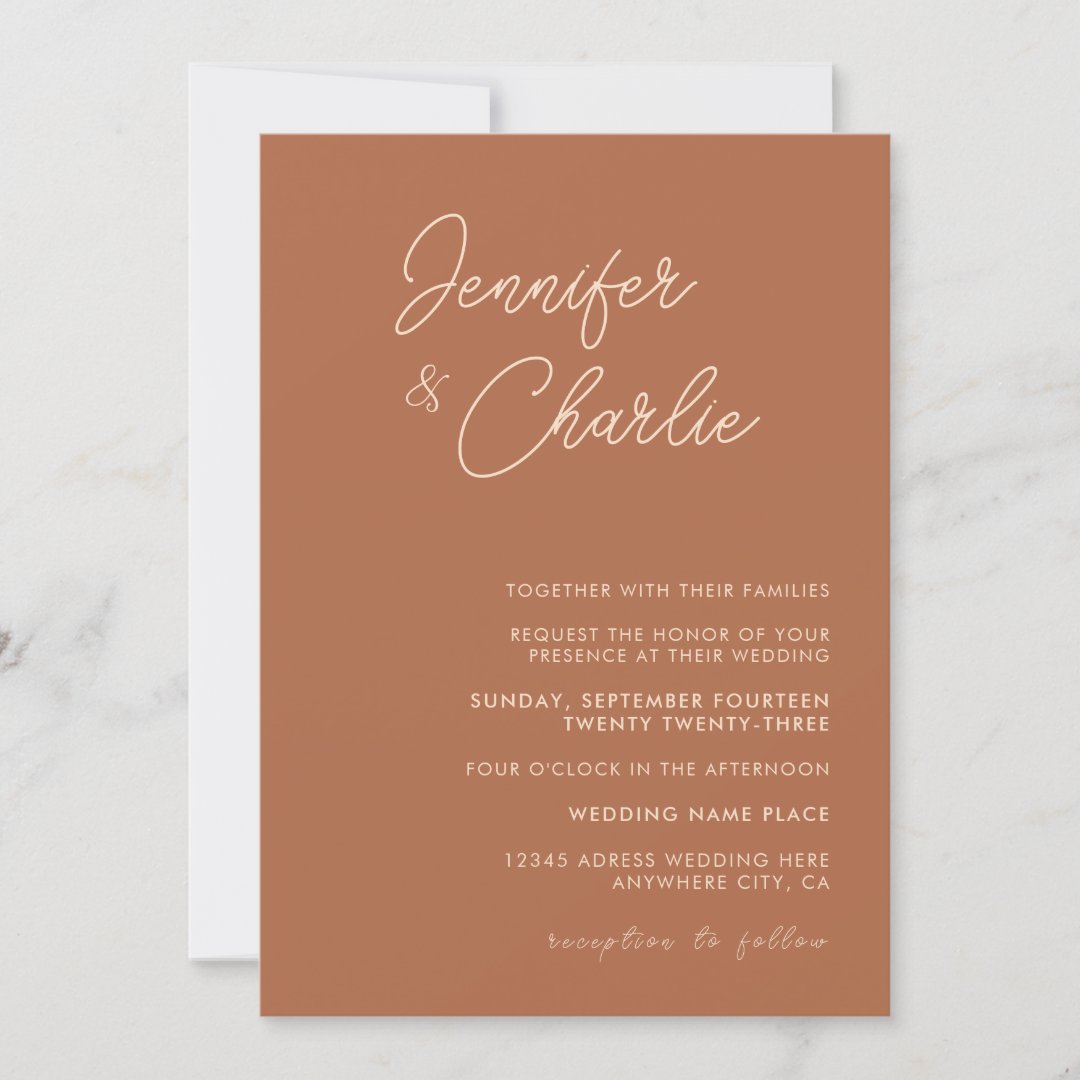 Rustic Elegant Minimalist Bohemian Wedding Simple Invitation | Zazzle