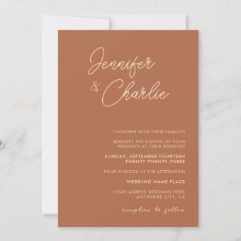 Rustic Elegant Minimalist Bohemian Wedding Simple Invitation | Zazzle