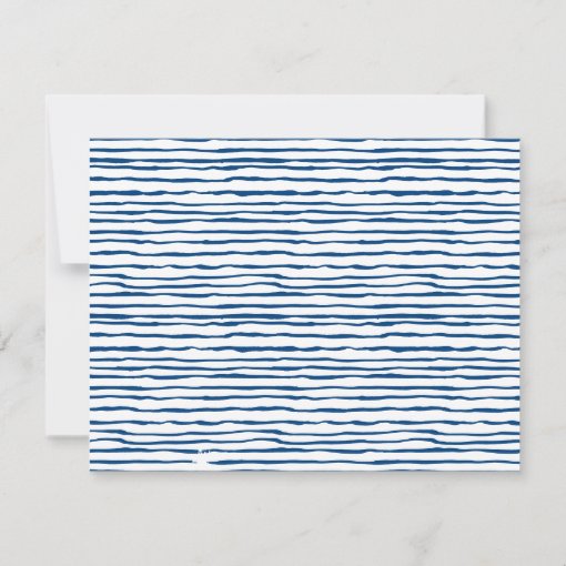 Rustic Elegant Modern 3 Monogram Navy Blue Stripe Note Card | Zazzle