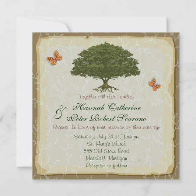 Rustic Elegant Oak Tree Wedding Invitation | Zazzle