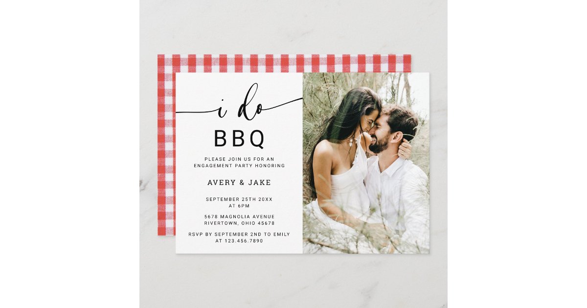 Rustic Elegant Photo I Do BBQ Engagement Party Invitation | Zazzle
